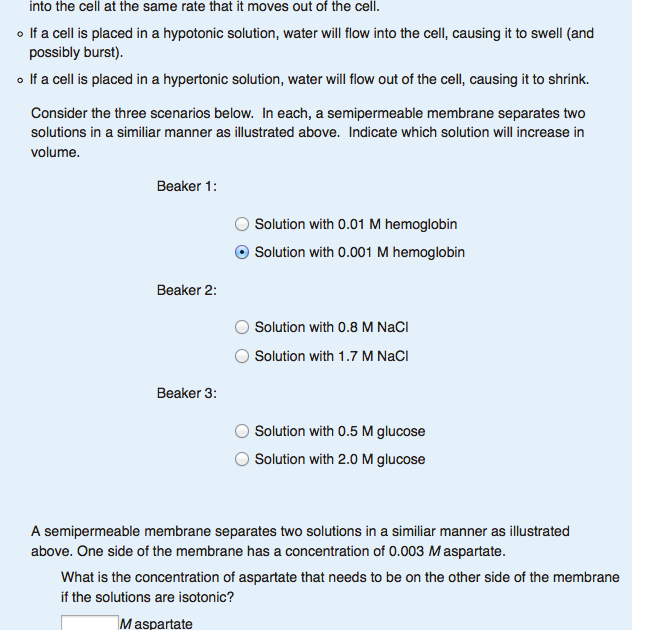 Solved Osmosis is the net movement of water across a | Chegg.com