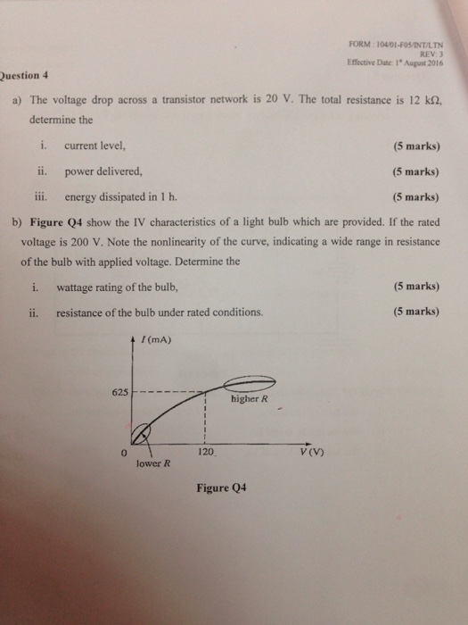 Solved The voltage drop across a transistor network is 20 V. | Chegg.com