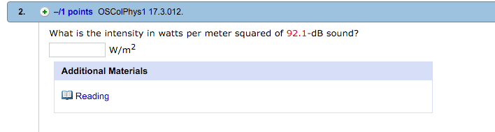 Solved What is the intensity in watts per meter squared of | Chegg.com