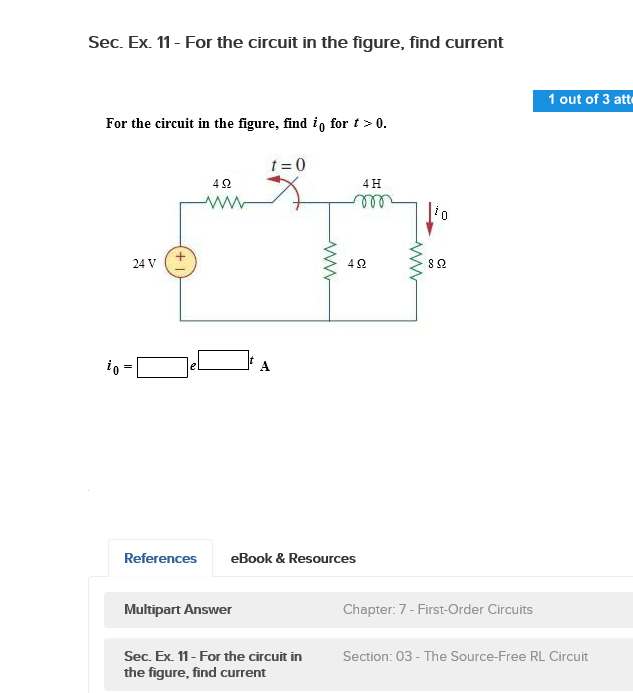 Solved For the circuit in the figure, find current For the | Chegg.com