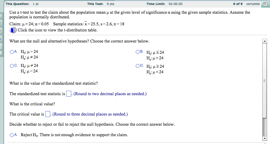 Solved Use a t-test to test the claim about the population | Chegg.com