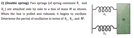 Solved 2) (Double spring) Two springs (of spring constants | Chegg.com