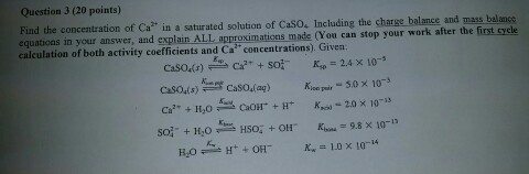 Write the charge and mass balance for aqueous | Chegg.com