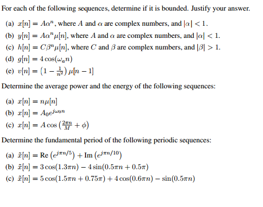 Solved For each of the following sequences, determine if it | Chegg.com