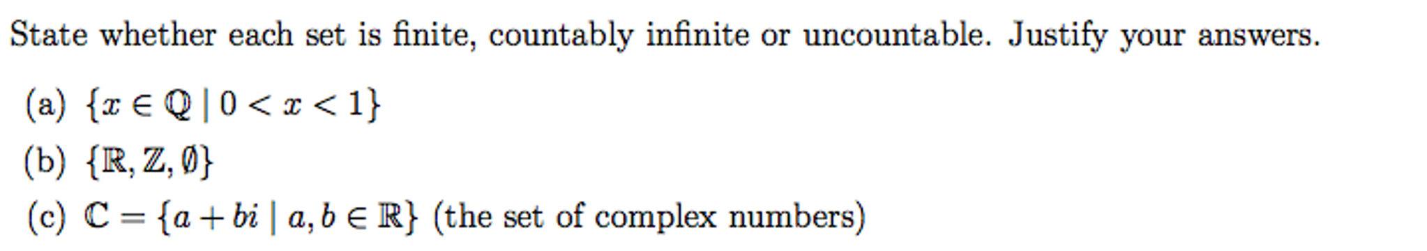 Solved State whether each set is finite, countably infinite | Chegg.com