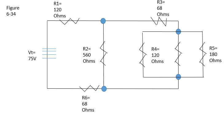Solved 6-24 In figure 6-34 Solve for Rt, It, V1, V2, V3, V4, | Chegg.com
