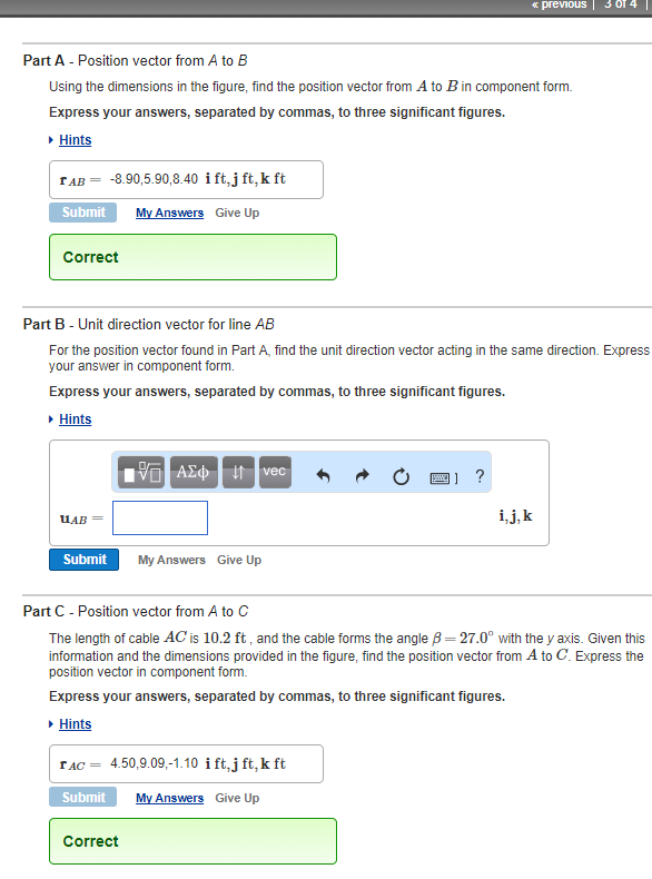 Solved Item 3 Learning Goal: To find a position vector | Chegg.com