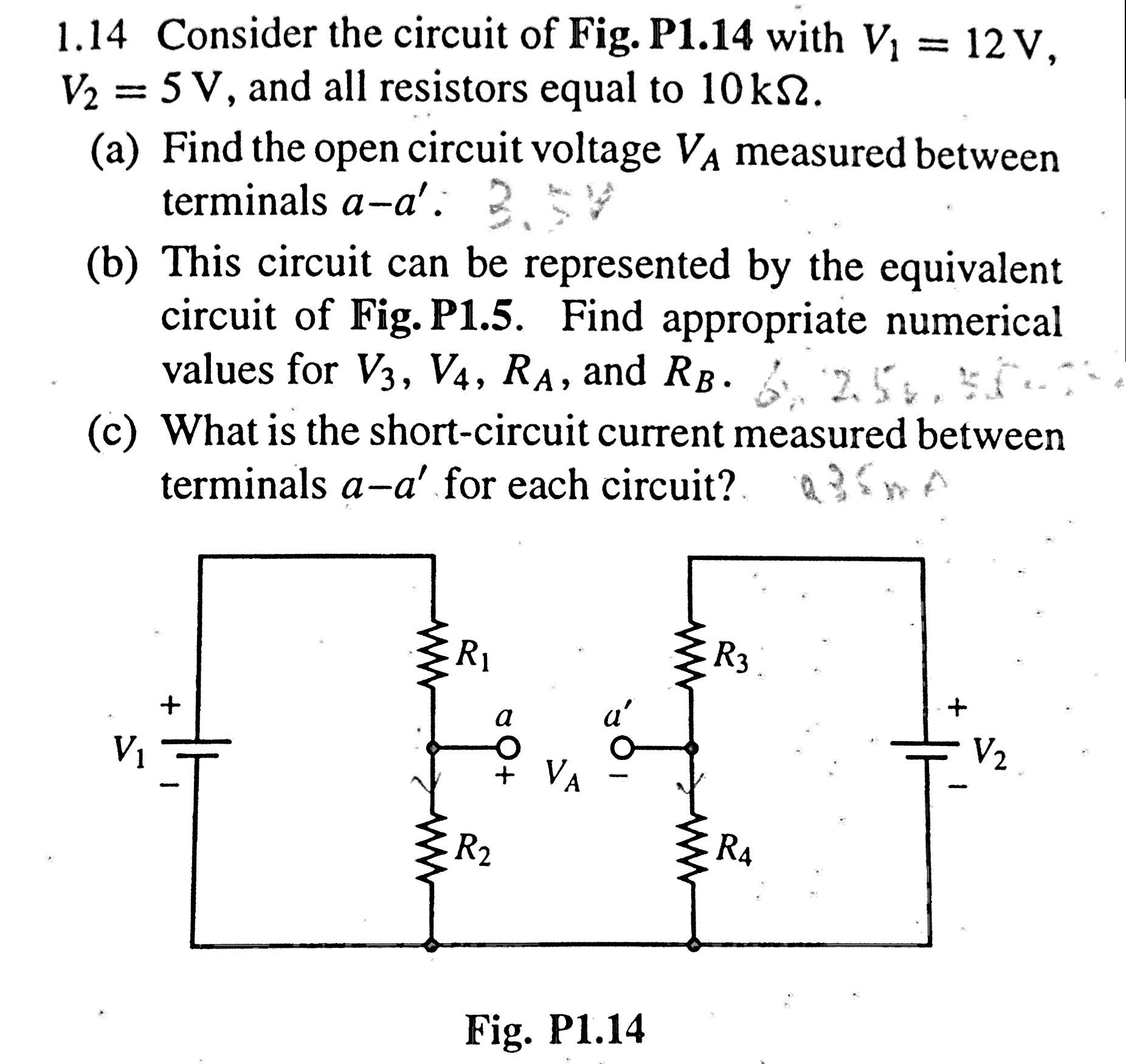 Solved Fig. P1.5 Consider the circuit of Fig. Pl.14 with V1 | Chegg.com Solved Fig. P1.5 Consider the circuit of Fig. Pl.14 with V1 | Chegg.com