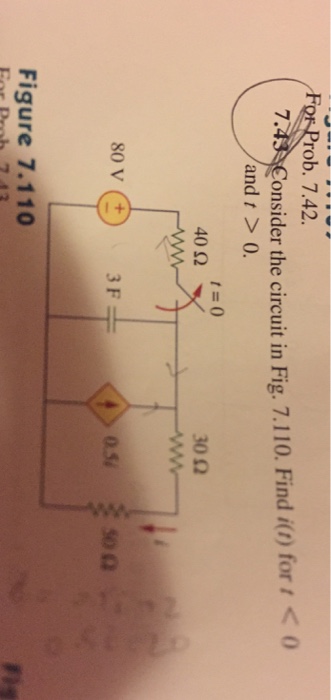 Solved Consider the circuit in Fig. 7.110. Find i(t) for t