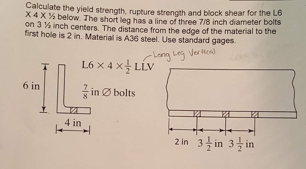 Solved Calculate the yield strength and block shear for the | Chegg.com