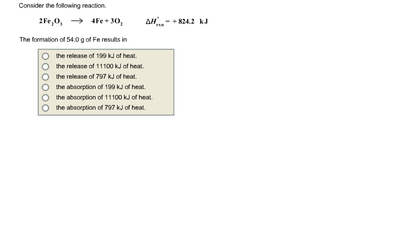 Solved Consider The Following Reaction 2fe2o3 4fe 3o2