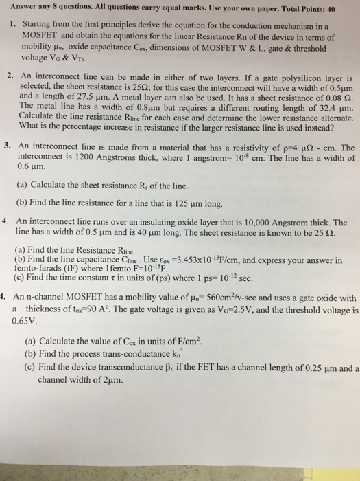 Solved Starting from the first principles derive the | Chegg.com