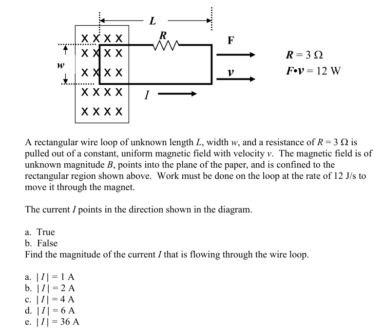 Solved F V 12 W A Rectangular Wire Loop Of Unknown Length 