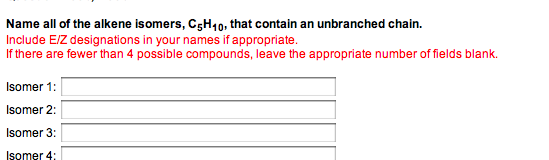Solved Name all of the alkene isomers, C5H10, that contain | Chegg.com