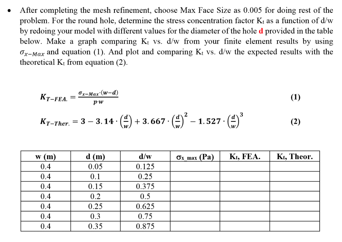 After completing the mesh refinement, choose Max Face | Chegg.com