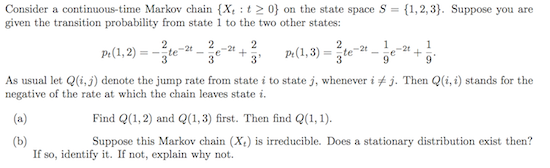 Consider a continuous-time Markov chain {Xt : t > 0} | Chegg.com