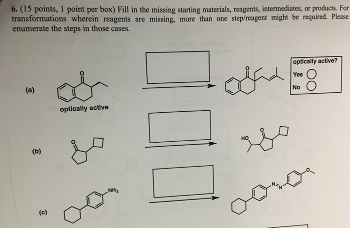 Solved Fill in the missing starting materials, reagents, | Chegg.com