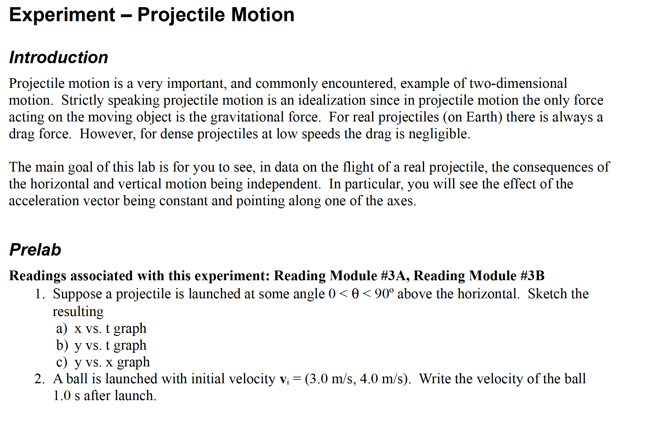 Solved Projectile Motion Introduction Projectile motion is | Chegg.com