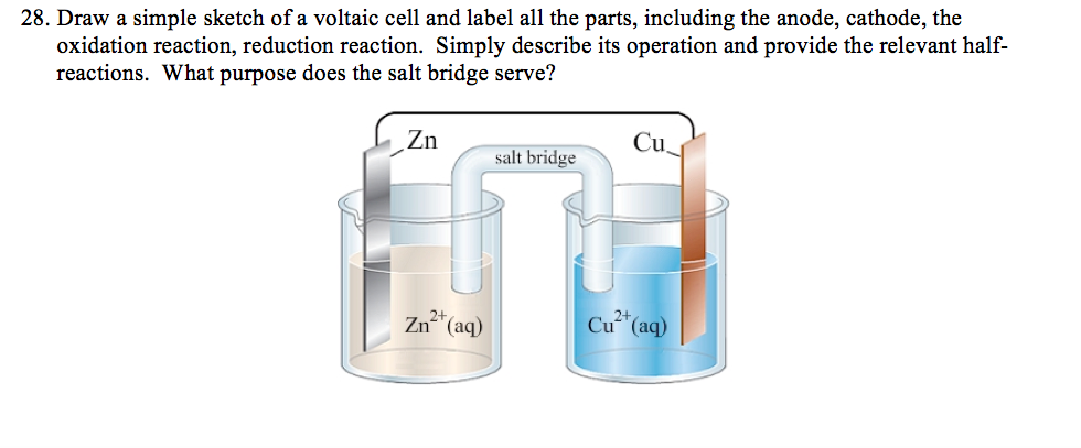 Solved Draw a simple sketch of a voltaic cell and label all | Chegg.com