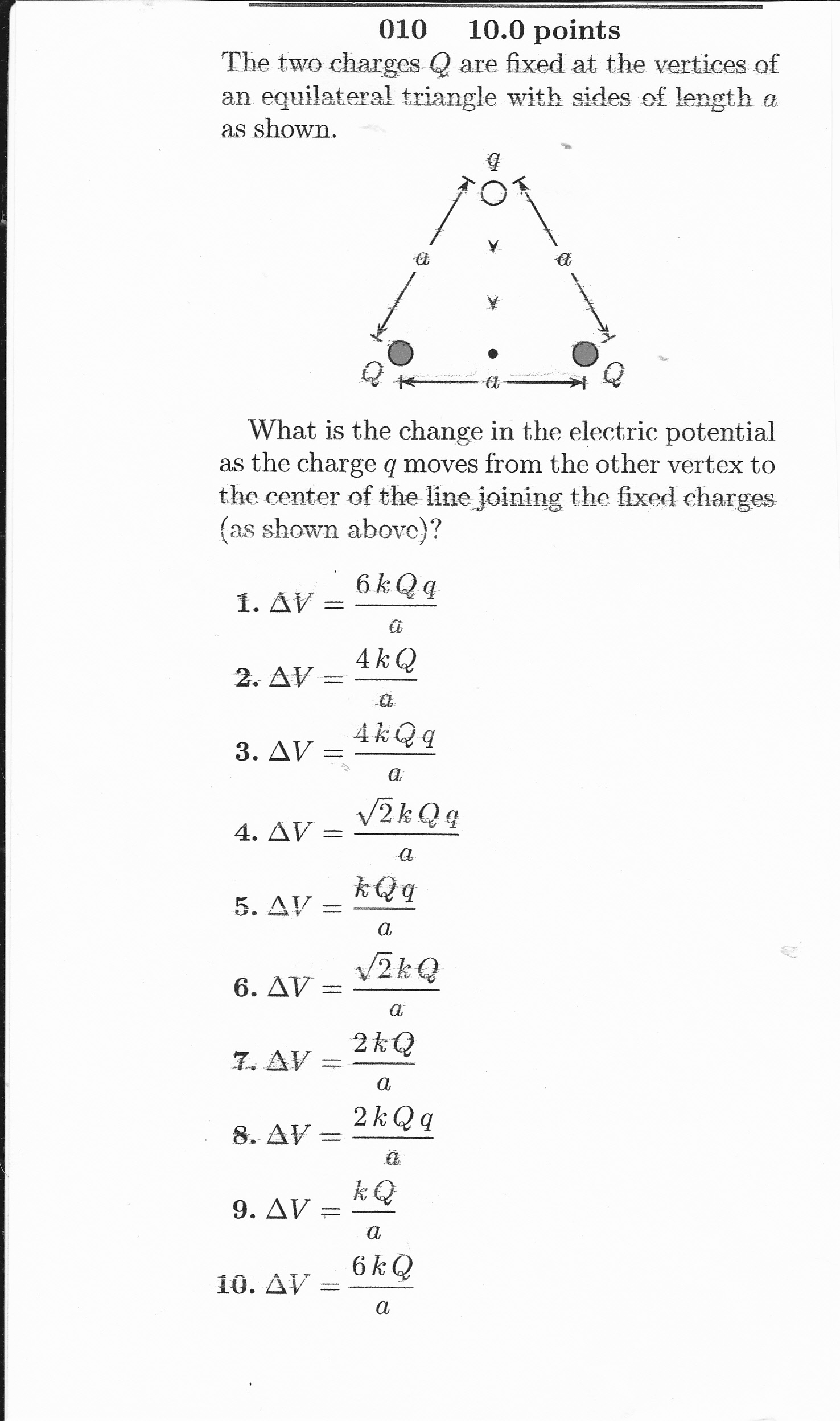 Solved The two charges Q are fixed at the vertices of An | Chegg.com