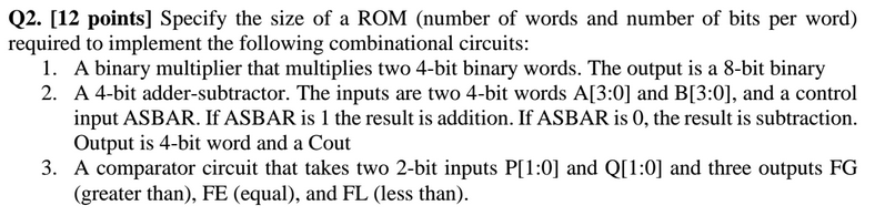 Solved Specify the size of a ROM (number of words and number | Chegg.com