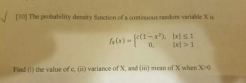Solved The probability density function of a continuous | Chegg.com