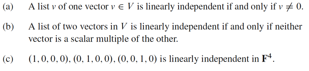 Solved (a) A list v of one vector v V is linearly | Chegg.com