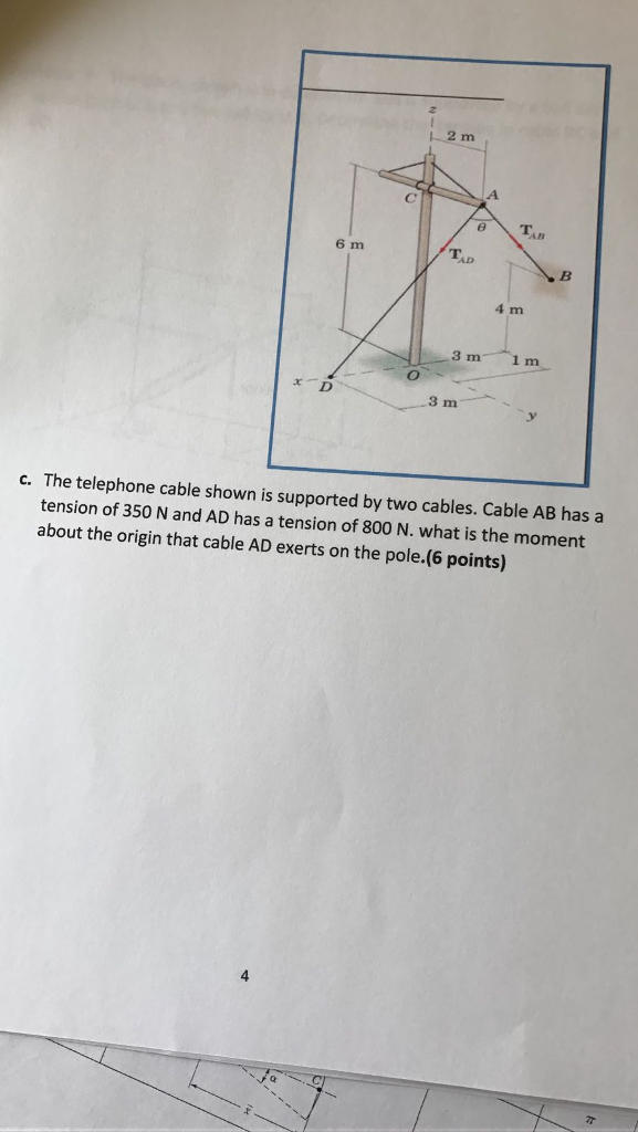 Solved The telephone cable shown is supported by two cables. | Chegg.com