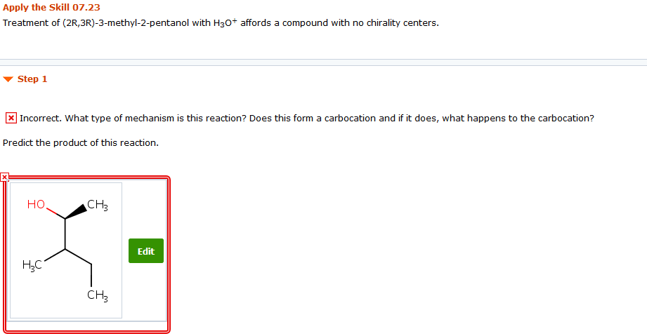 Solved Treatment of (2R, 3R)-3-methyl-2-pentanol with H_3O^+ | Chegg.com