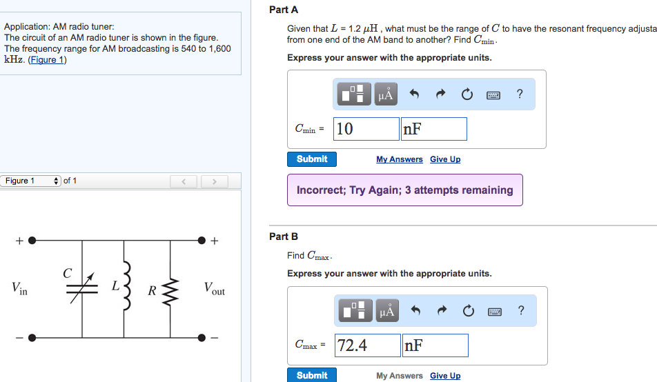 Solved Application: AM radio tuner: The circuit of an AM | Chegg.com