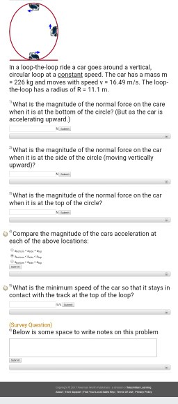 Solved In a loop-the-loop ride a car goes around a vertical, | Chegg.com