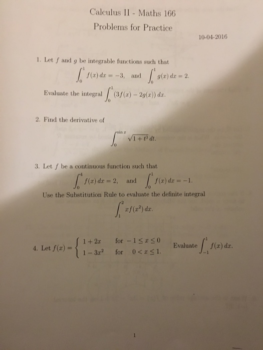 Solved Let f and g integrable functions such that | Chegg.com