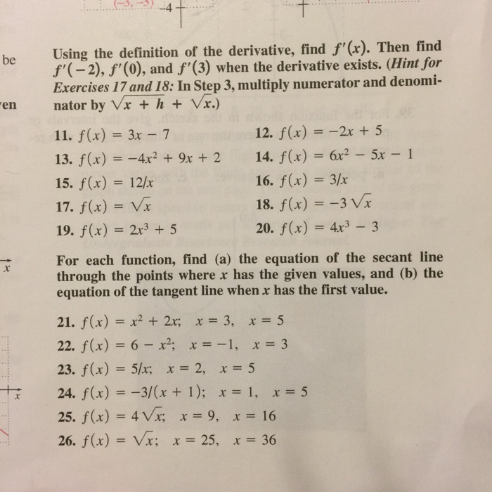 Solved Using the definition of the derivative, find f'(x). | Chegg.com