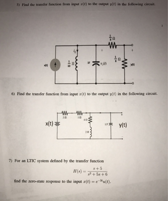 Solved Find the transfer function from input x(t) to the | Chegg.com