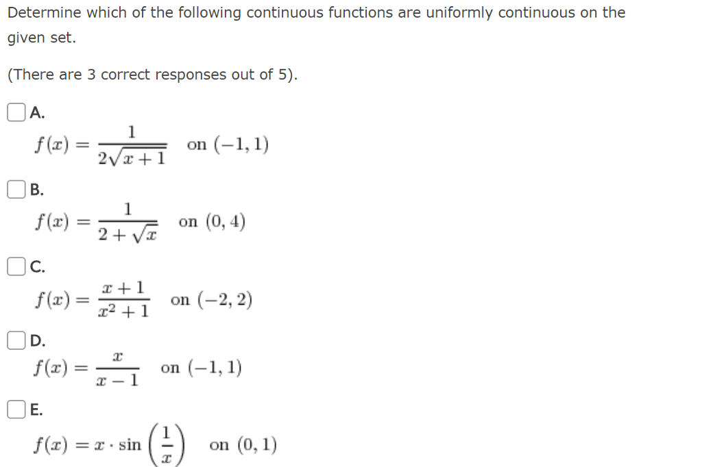 Solved Determine Which Of The Following Continuous Functions