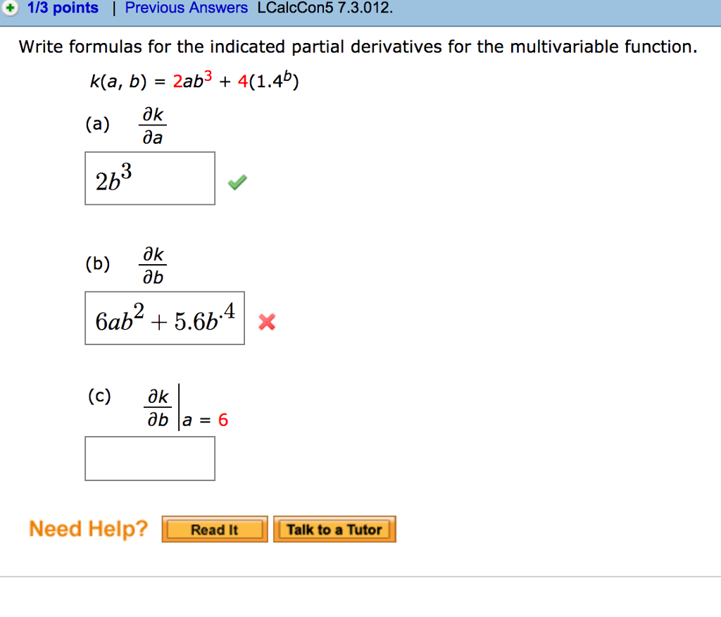 Partial Derivative Formula