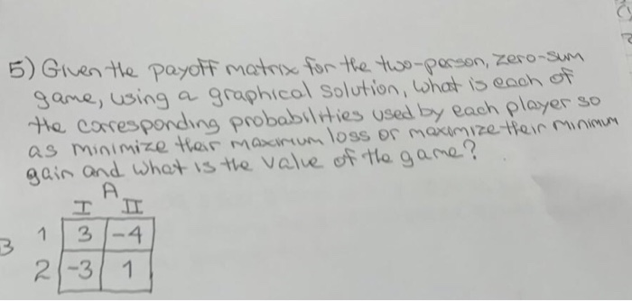 Solved Given the payoff matrix for the two-person, zero-sum | Chegg.com