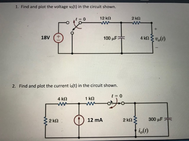 Solved 1. Find and plot the voltage volt) in the circuit | Chegg.com