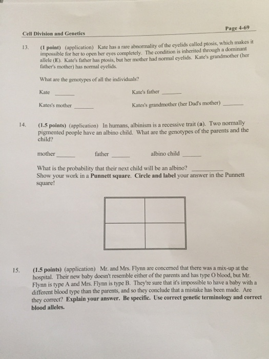 Solved Cell Division and Genetics Page 4-68 Answer questions | Chegg.com