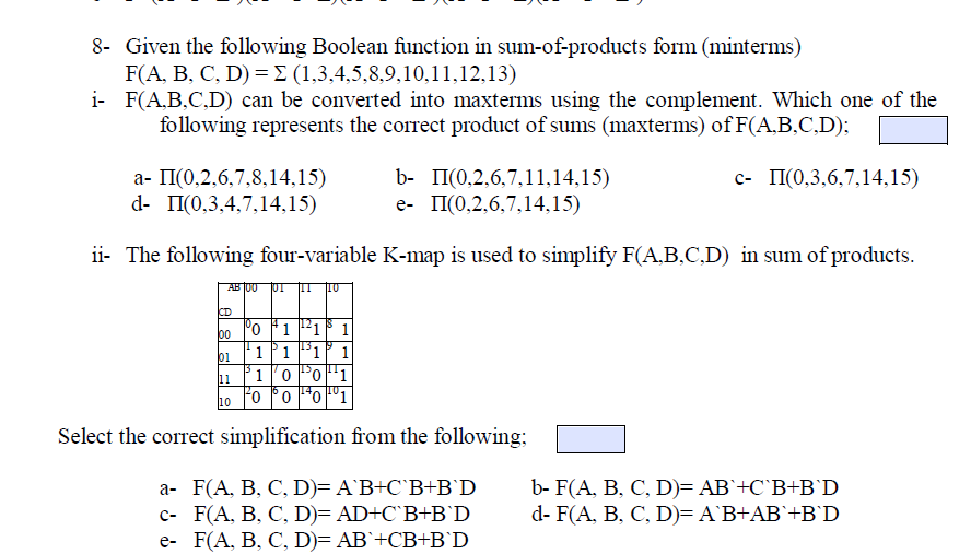 Solved 8 Given The Following Boolean Function In