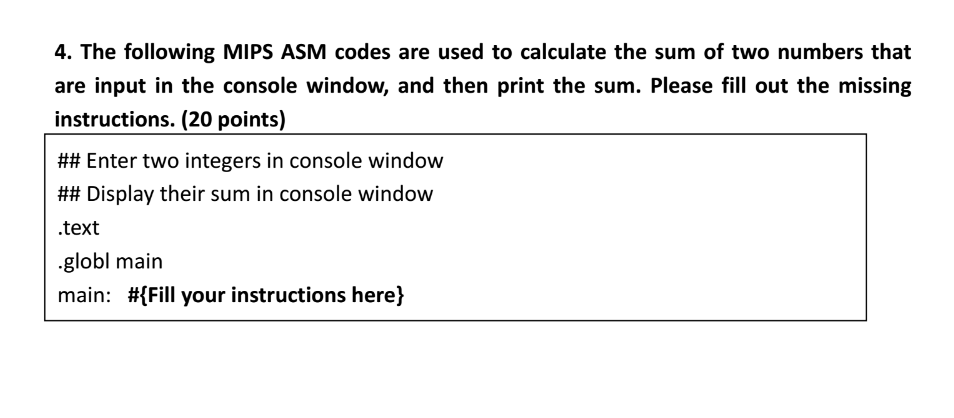 Solved 4. The following MIPS ASM codes are used to calculate | Chegg.com