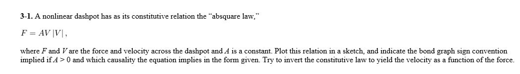 Solved A nonlinear dashpot has as its constitutive relation | Chegg.com