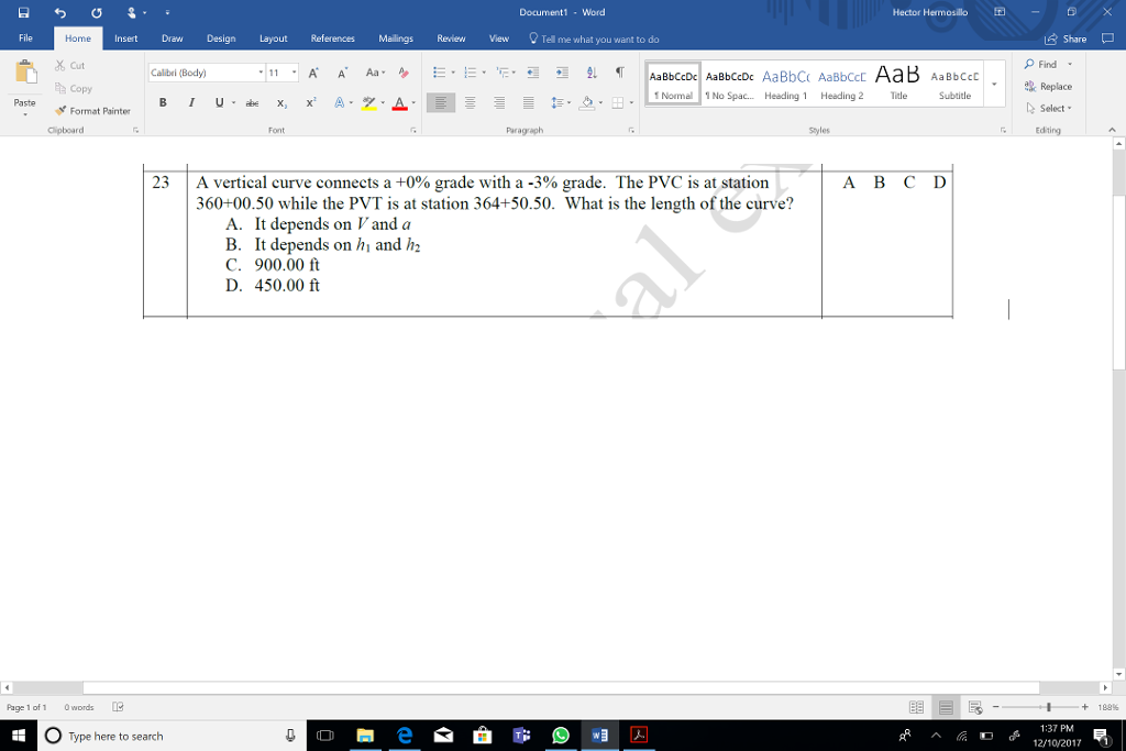 Solved Document1 Word Hector Hermosillo File Insert Draw