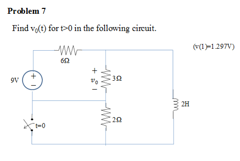 Solved Find v0(t) for t>0 in the following circuit. | Chegg.com