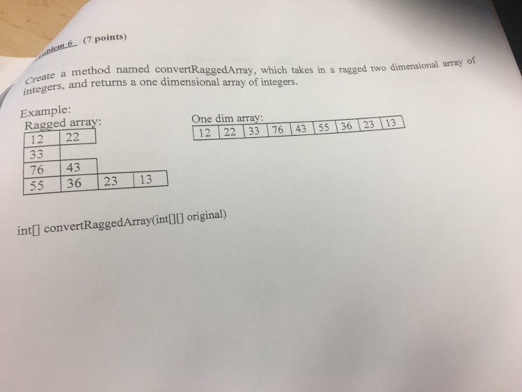 Solved (7 points) method named convertRaggedArray, which | Chegg.com