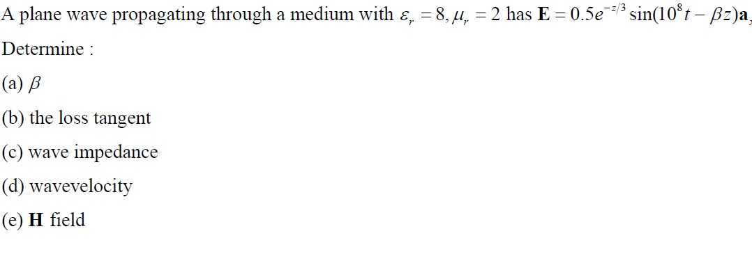 Solved A plane wave propagating through a medium with | Chegg.com