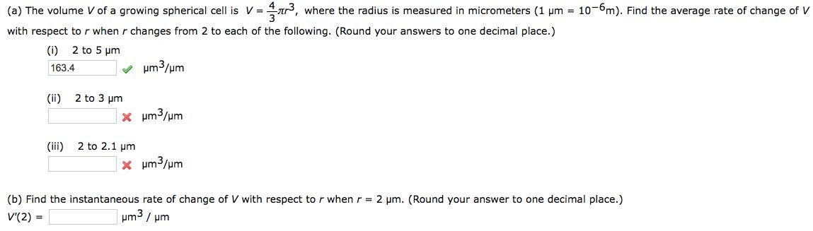 Solved (a) The volume V of a growing spherical cell is V = | Chegg.com
