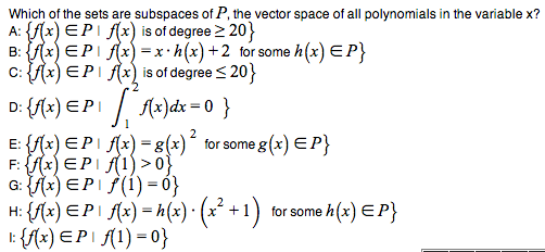 Which of the sets are subspaces of P, the vector | Chegg.com