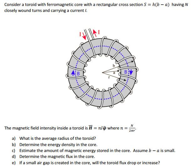 Solved Consider a toroid with ferromagnetic core with a | Chegg.com