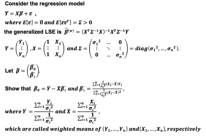 Solved Consider the regression model Y Right arrow = Xbeta | Chegg.com